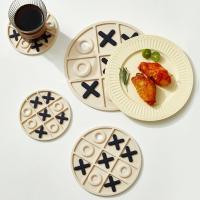 China Square X O Two Color 5.5mm  Non Slip Silicone Cup Mat For Tabletop Protection for sale