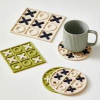 China Square X O Two Color 5.5mm  Non Slip Silicone Cup Mat For Tabletop Protection for sale