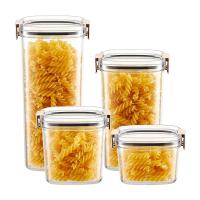 China Different Capacity Clear Plastic Airtight Dry Food Storage Container Set With Lid for sale