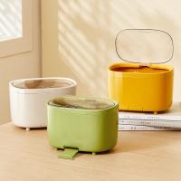 China Portable Desktop Trash Can With Phone Holder Mini Pressing Automatic Waste Bin for sale