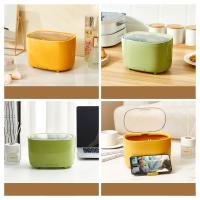 China Portable Desktop Trash Can With Phone Holder Mini Pressing Automatic Waste Bin for sale