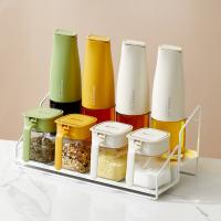 China 8pcs Household Kitchen Oil Bottles And Seasoning Jars With Rack for sale