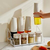 China 8pcs Household Kitchen Oil Bottles And Seasoning Jars With Rack for sale