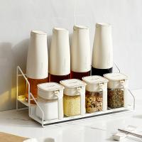 China 8pcs Household Kitchen Oil Bottles And Seasoning Jars With Rack for sale