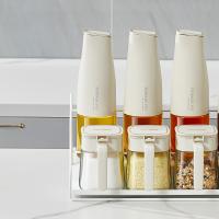 China 6pcs Kitchen Organiser Set Oil Bottles And Seasoning Jars With Rack Wear Resistance for sale