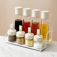 China 8pcs Transparent Glass Kitchen Storage Containers Set For Spice And Oil Multifunction for sale