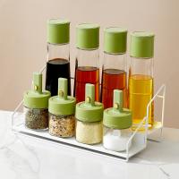 China 8pcs Transparent Glass Kitchen Storage Containers Set For Spice And Oil Multifunction for sale