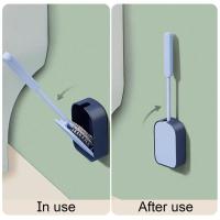 China 39.6cm Length Wall Mounted Silicone Toilet Brush And Holder Set 211g Lightweight for sale