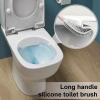 China 39.6cm Length Wall Mounted Silicone Toilet Brush And Holder Set 211g Lightweight for sale