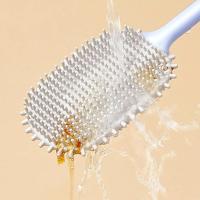 China 39.6cm Length Wall Mounted Silicone Toilet Brush And Holder Set 211g Lightweight for sale