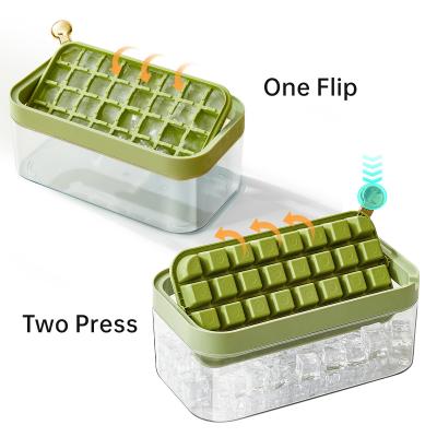 China Fridge Multilayer Stackable Ice Cube Trays 32 Grids Flip Out Custom Ice Cube Molds for sale