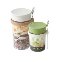 China 350ml/500ml Large Capacity Glass Mason Overnight Oats Jars For Milk Cereal Fruit for sale