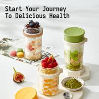 China Versatile Long Spoon Reusable Overnight Oats Jar Leak Proof Wide Mouth for sale