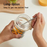 China Versatile Long Spoon Reusable Overnight Oats Jar Leak Proof Wide Mouth for sale
