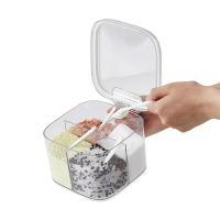 China 1 Set Seasoning Box 4 Compartment Spice Condiments Container With Spoon Multifunctional Storage Box for sale