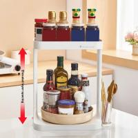 China Pull-out Detachable 360 degree Rotating Kitchen Shelf Multi-purpose Seasoning Rack Turntable for sale