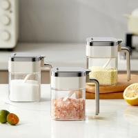 China 2024 New Design Kitchen Seasoning Storage Container Glass Spice Salt Jars With Stainless Steel Lids for sale