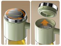 China 500 Ml 17oz Glass Olive Oil Dispenser Bottle Oil Pot with Handle Auto Flip Leakproof Condiment Container with Stainless Steel lid for sale