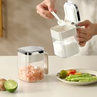 China Kitchen Seasoning Powder Spices Storage Container Tea Coffee Sugar Salt Glass Jars Container With Stainless Steel Lid And Spoon for sale
