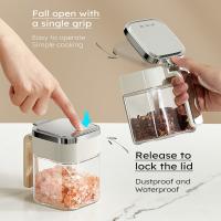 China Household Kitchen BBQ Food Seasoning Powder Spices Pot Storage Box Wholesale Glass Spice Jars Container With Stainless Steel Lid for sale