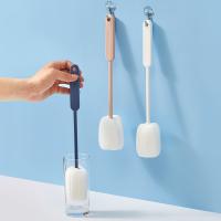 China 3 Colors Removable Simple Glass Water Bottle Cleaner Sponge Cup Brush Long Handle Household Kitchen Cleaning Tools for sale