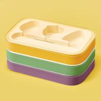 China DIY Cartoon Fruit Shape Ice Cream Mold 3 grids Silicone Popsicle Mold Food Grade Ice Mould with Seal lid for sale