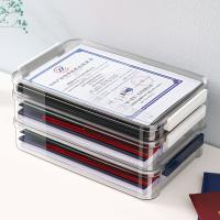 China A4 File Documents Portable Project Case Clear Stackable Plastic Art Organizer Containers File Scrapbook Paper Storage Box for sale