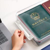 China Clear A4 Document Storage Box with Wine Red Snap Tight Lid PET Files Documents Magazines Notebooks Box Organizer Holder Desk for sale