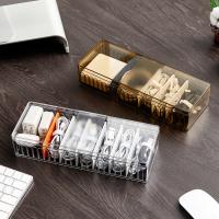 China 8 Grids Clear Transparent Plastic Desk Cable Organizer Space Saving Durable Cable Storage Box Set for Desktop TV Storage for sale