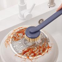 China Kitchen Dishwashing Pot Wash Frying Pan Rough Prevention Cleaning Brush with Handle for sale