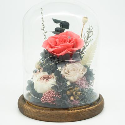 China Wedding Decoration Transparent Glass Dome Flower With No Humidity / No Direct Sunlight for sale