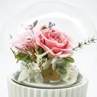 China 3-5 Years Lasting Preserved Rose Glass Dome Beautiful Home Decor Day Gift for sale