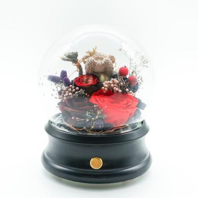 China Beautiful Preserved Rose Glass Dome Gift For Valentine's Day / Anniversary for sale