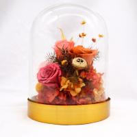 China Customized Preserved Preserved Rose Glass Dome Home Decorative Christmas Gift for sale