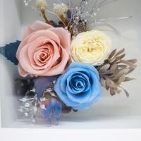 China Everlasting Preserved Rose Gift Box Photo Frame Soft Touch Lasted For Long Time for sale
