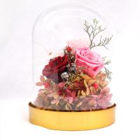 China Luxury Preserved Rose Glass Dome Beautiful For Christmas Decoration for sale