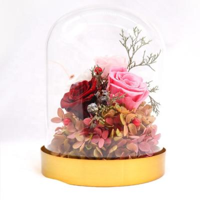 China Luxury Preserved Rose Glass Dome Beautiful For Christmas Decoration for sale