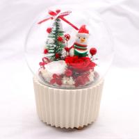 China Crystal Ball Preserved Rose Glass Dome Round Music Box For Wedding Gift for sale
