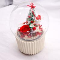 China Crystal Ball Preserved Rose Glass Dome Round Music Box For Wedding Gift for sale