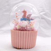 China Crystal Ball Preserved Rose Glass Dome Round Music Box For Wedding Gift for sale