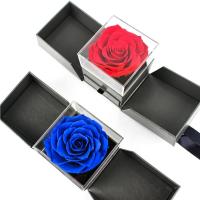 China Long Lasting Dried Preserved Rose Gift Box Luxury Design With Drawer Packing for sale