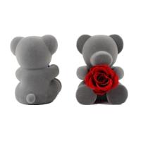China Blue Artificial Preserved Rose Teddy Bear With Rich Romantic Look for sale