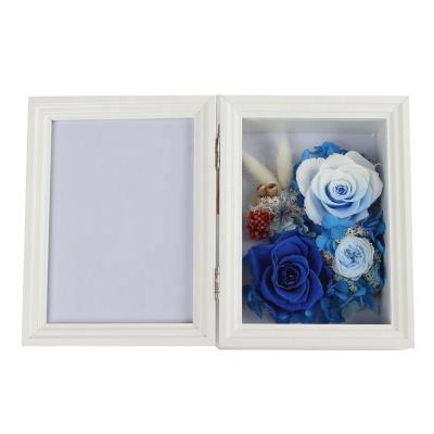 China Mother'S Day Preserved Rose Gift Box Solid Wood Photo Frame 15.5*8*20.5CM for sale