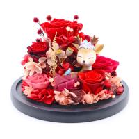 China Christmas Reindeer Red Rose In Glass Creative Gift Idea For Your Dear Ones for sale
