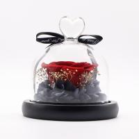 China Customized Color Preserved Rose Glass Dome Keep Looking Bright And Beautiful for sale
