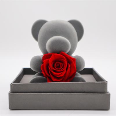 China Valentine'S Day Everlasting Rose Bear With Gift Box For Wife / Girlfriend / Mother for sale