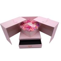 China Magic Cube Heart Shaped Flower Box , Preserved Roses In Heart Box for sale