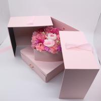 China Magic Cube Heart Shaped Flower Box , Preserved Roses In Heart Box for sale