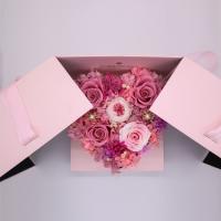 China Magic Cube Heart Shaped Flower Box , Preserved Roses In Heart Box for sale