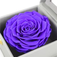 China Dark Purple 7-8CM Preserved Rose Gift Box With No Harmful Substances for sale